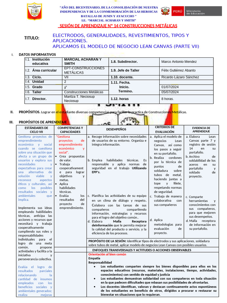 SESION DE APRENDIZAJE 14 | PDF