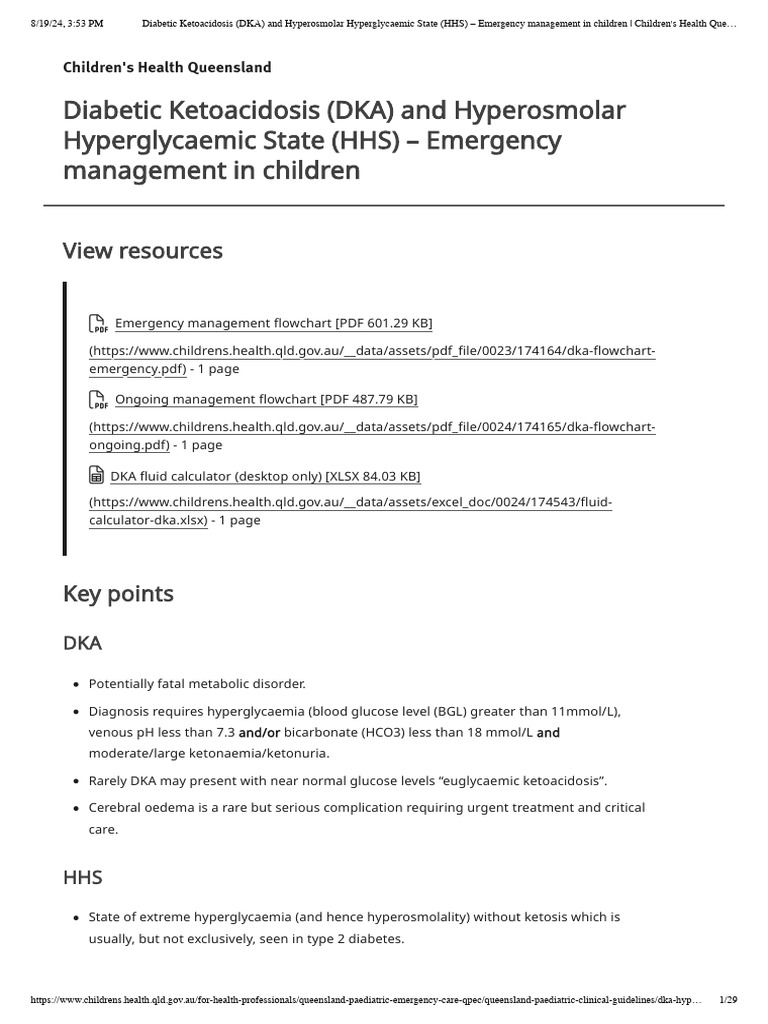 Diabetic Ketoacidosis (DKA) and Hyperosmolar Hyperglycaemic State (HHS) - Emergency Management ...