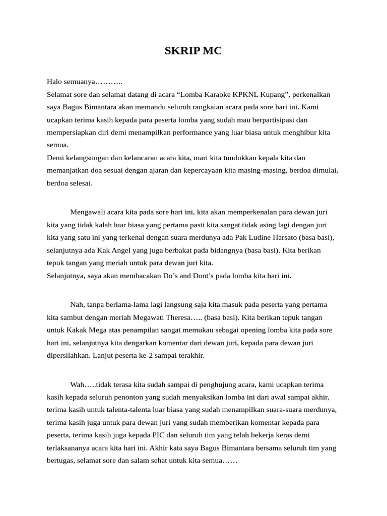Skrip MC | PDF