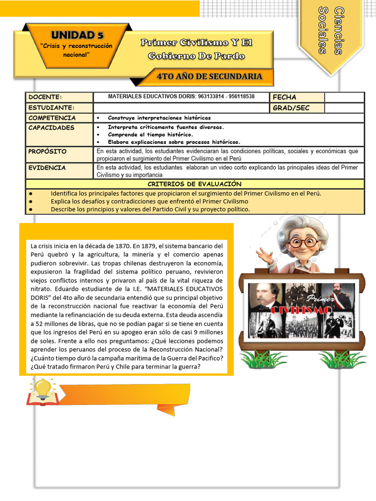 Ficha de Actividad CCSS 4° - Semana 1 | PDF