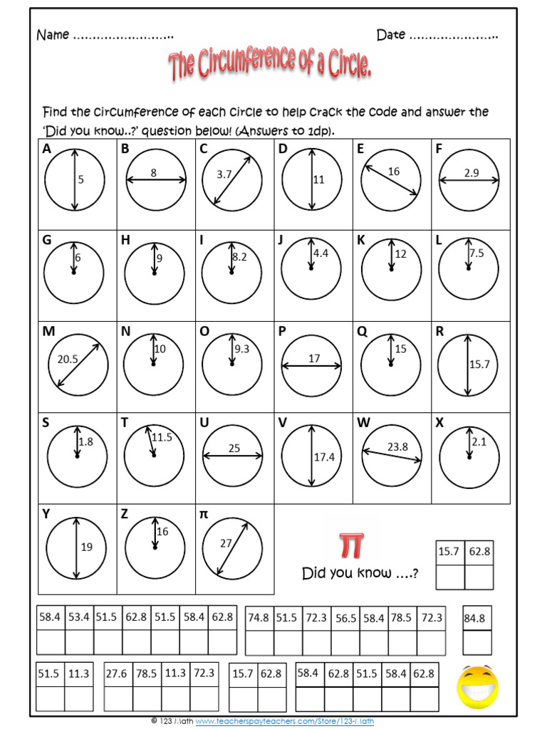 Circumference Activity Worksheet | PDF