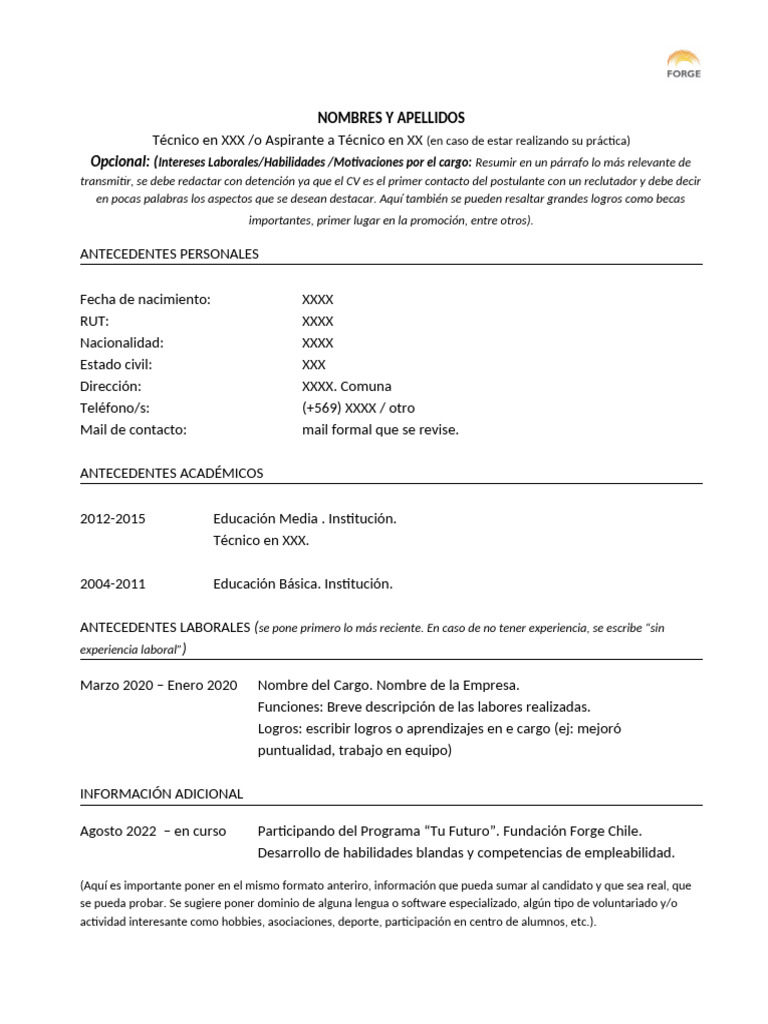 CV Tipo - Forge | PDF