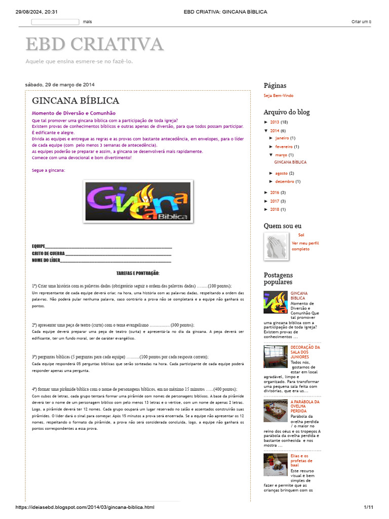 Ebd Criativa - Gincana Bíblica | PDF