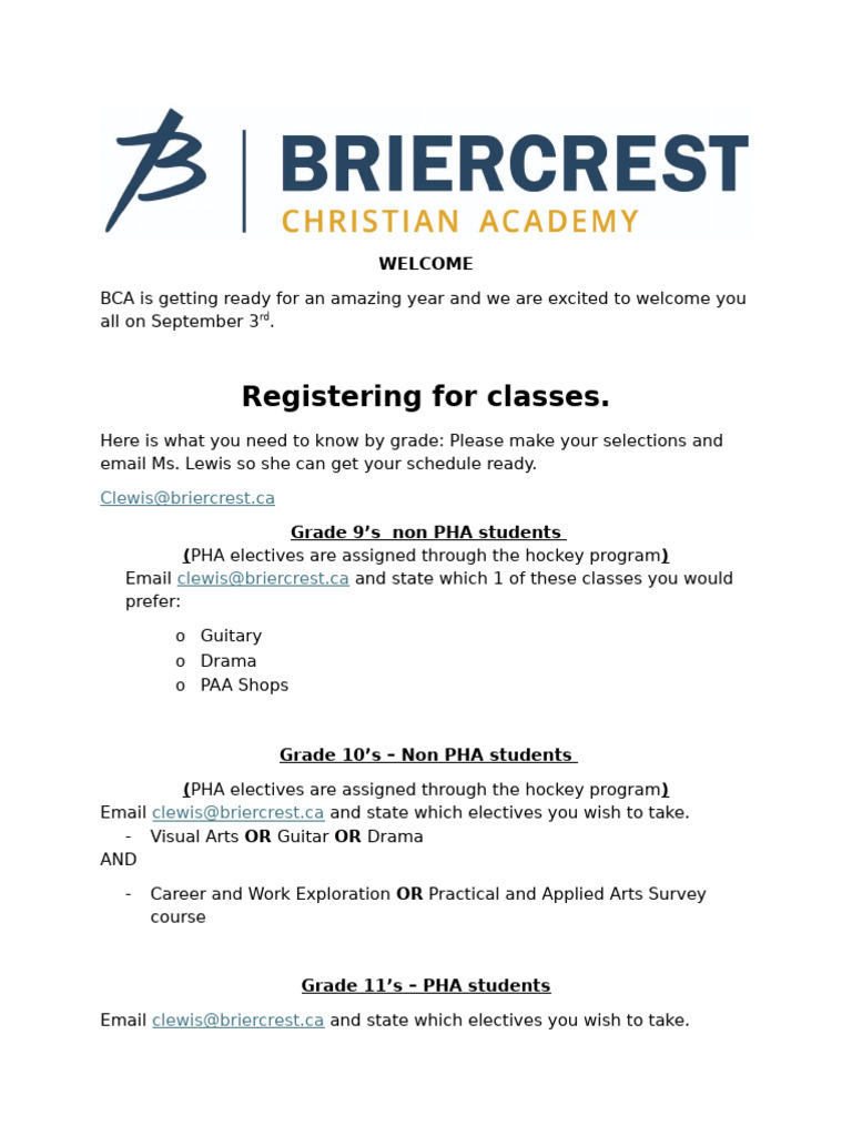 Course Selection Letter 2 | PDF