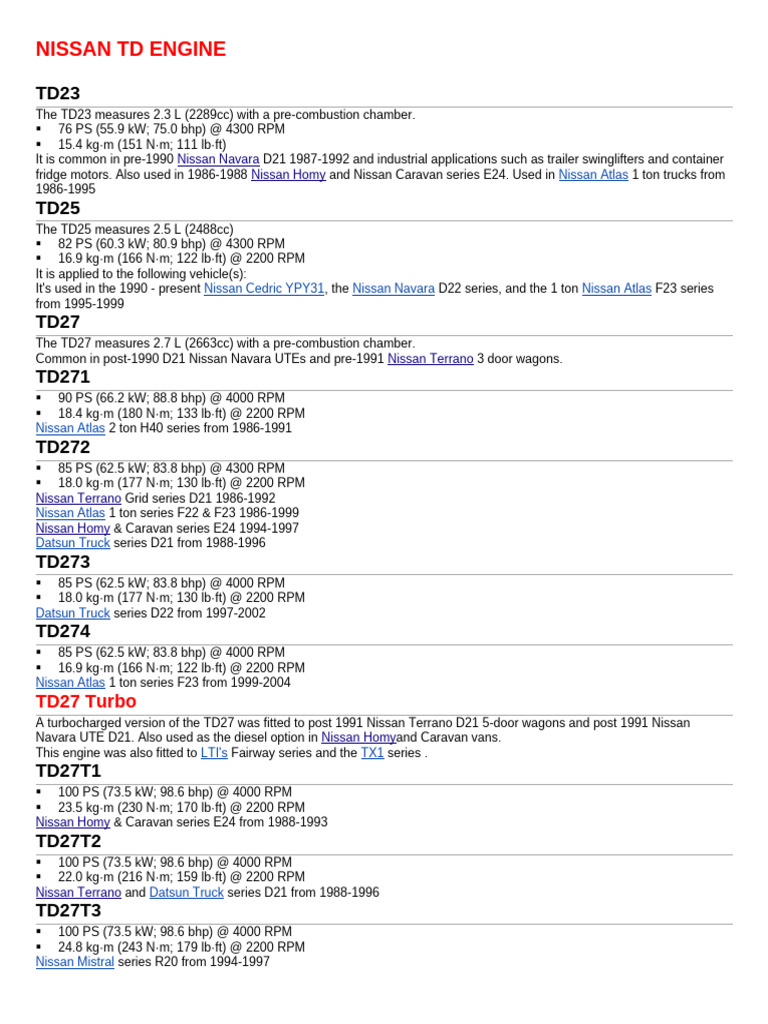 Nissan Engine | PDF