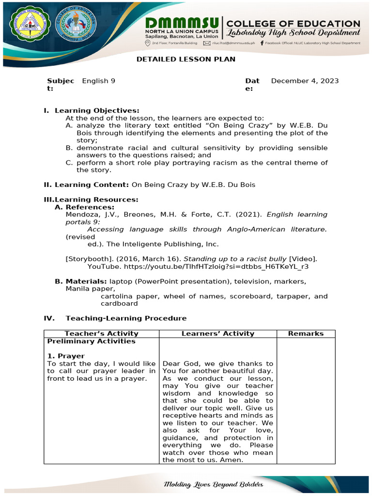 ENG 9 LP Sample | PDF