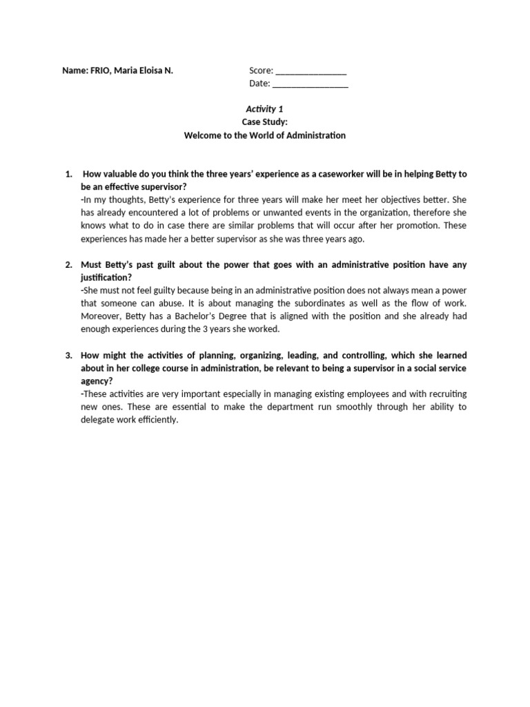 FRIO - ME-Case Study 1-4 | PDF