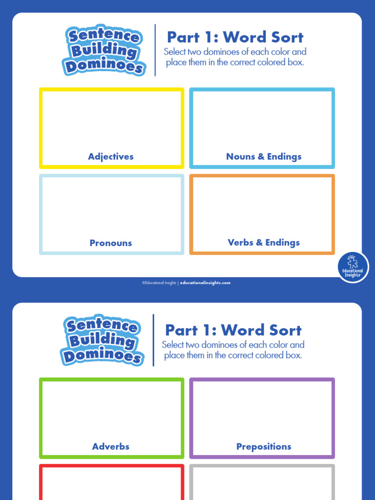 Sentence Building Dominoes | PDF