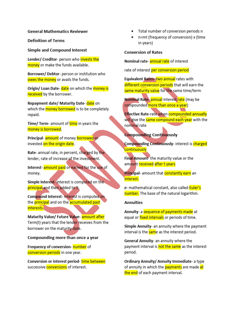 General Mathematics Reviewer | PDF
