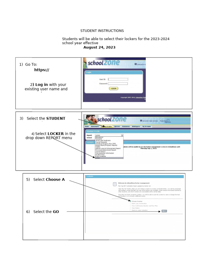 Student Locker Selection Instructions | PDF