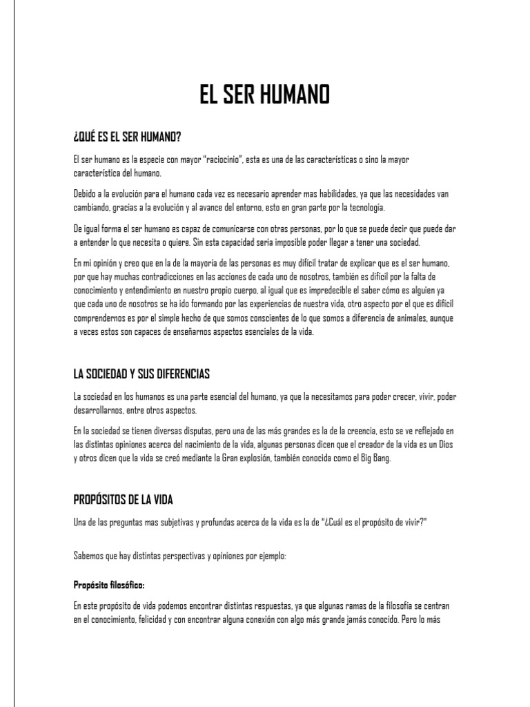 El Ser Humano - Soto Olguin Alexis Giovanni - 5Q1 | PDF | Humano | Vida