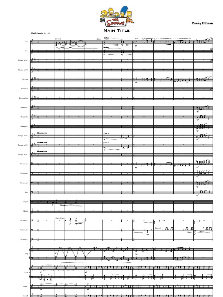 The Simpsons Theme (Full Score) - Danny Elfman | PDF | Language Arts ...