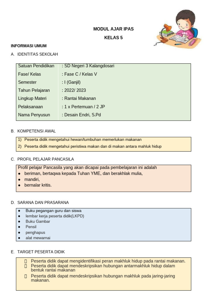 RPP Modul Ajar IPAS IPA Kelas 5 | PDF