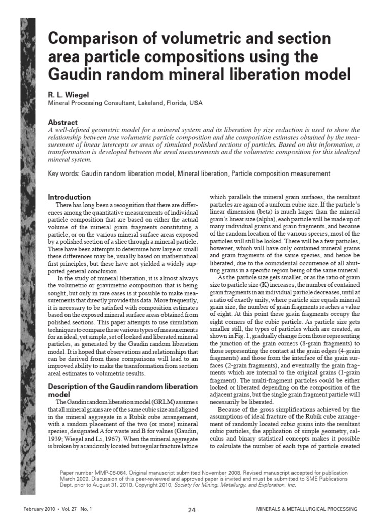 Mineral Liberation Modelling | PDF