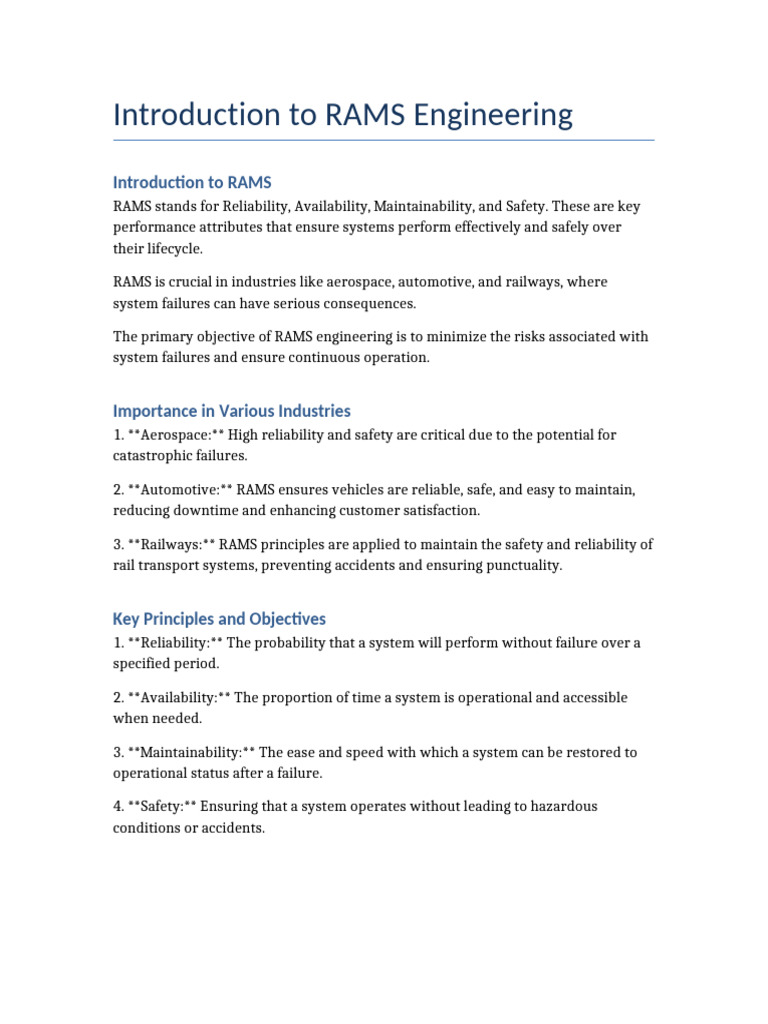 Revised Introduction To RAMS Engineering | PDF