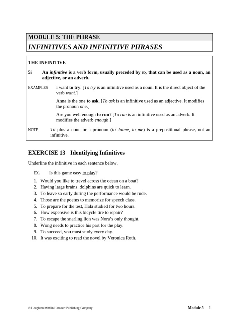 33 Infinitive Phrases | PDF
