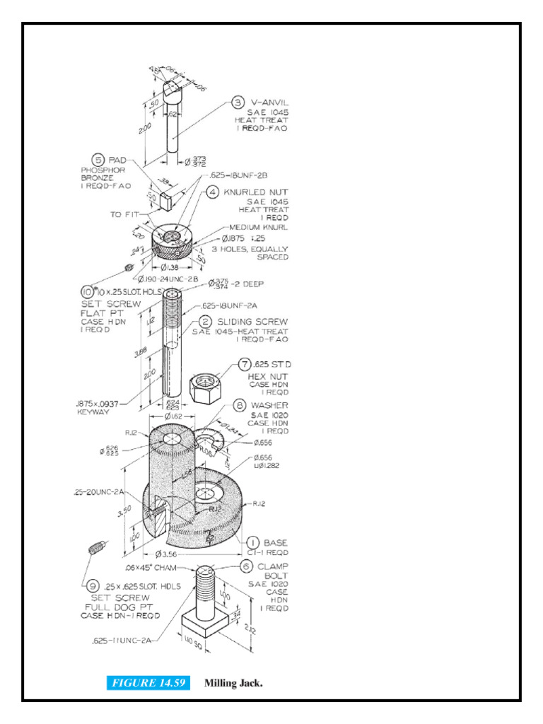 Milling Jack Hand Drafting Detail and Assembly Drawing | PDF