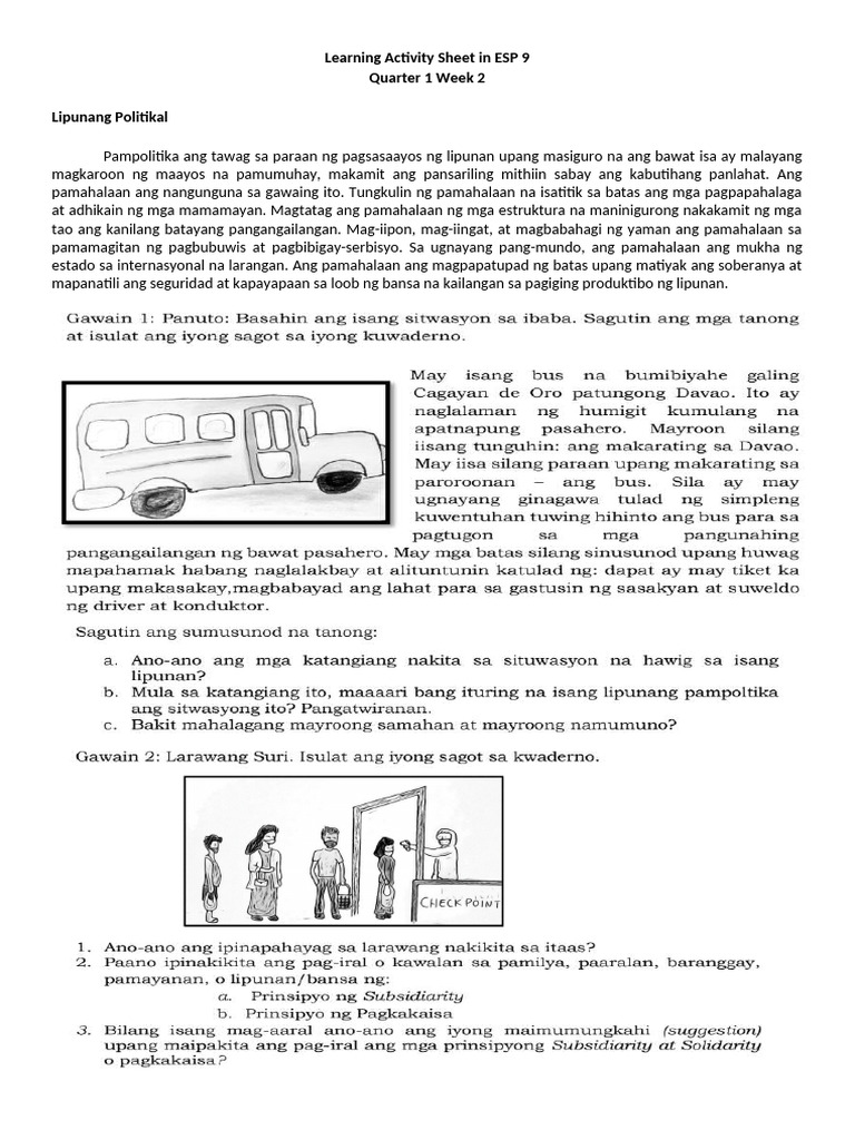 Learning Activity Sheet in ESP 9 Week 2 | PDF
