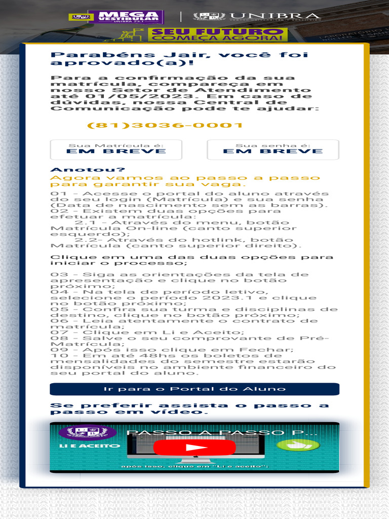 Mega Vestibular UNIBRA - Resultado | PDF