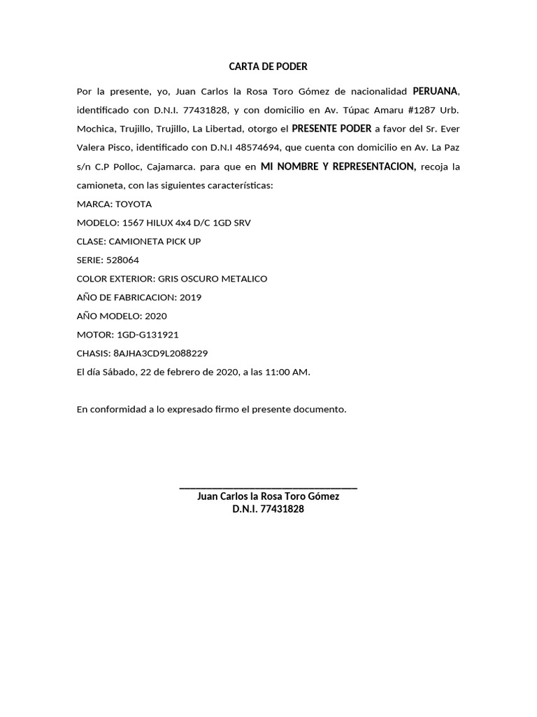 CARTA DE PODER | PDF