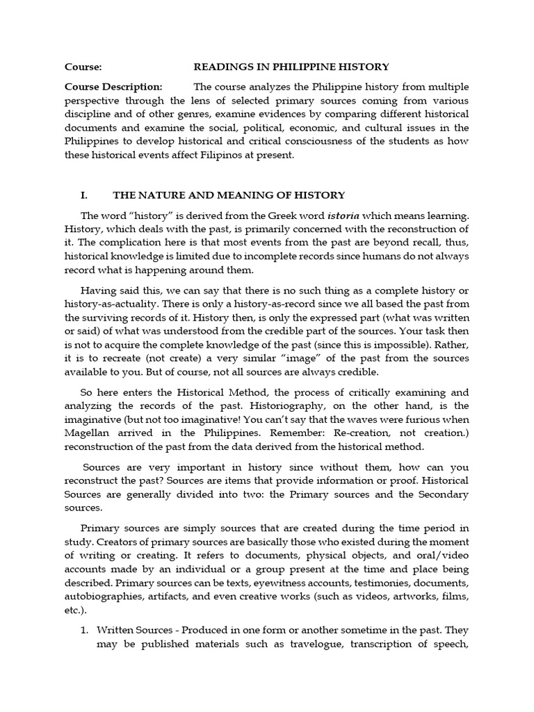 1 - Lecture On Nature of History | PDF | Primary Sources