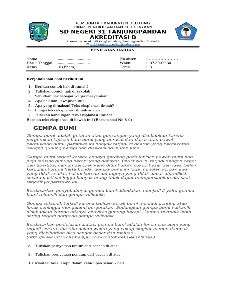Soal PH Tema 3 | PDF