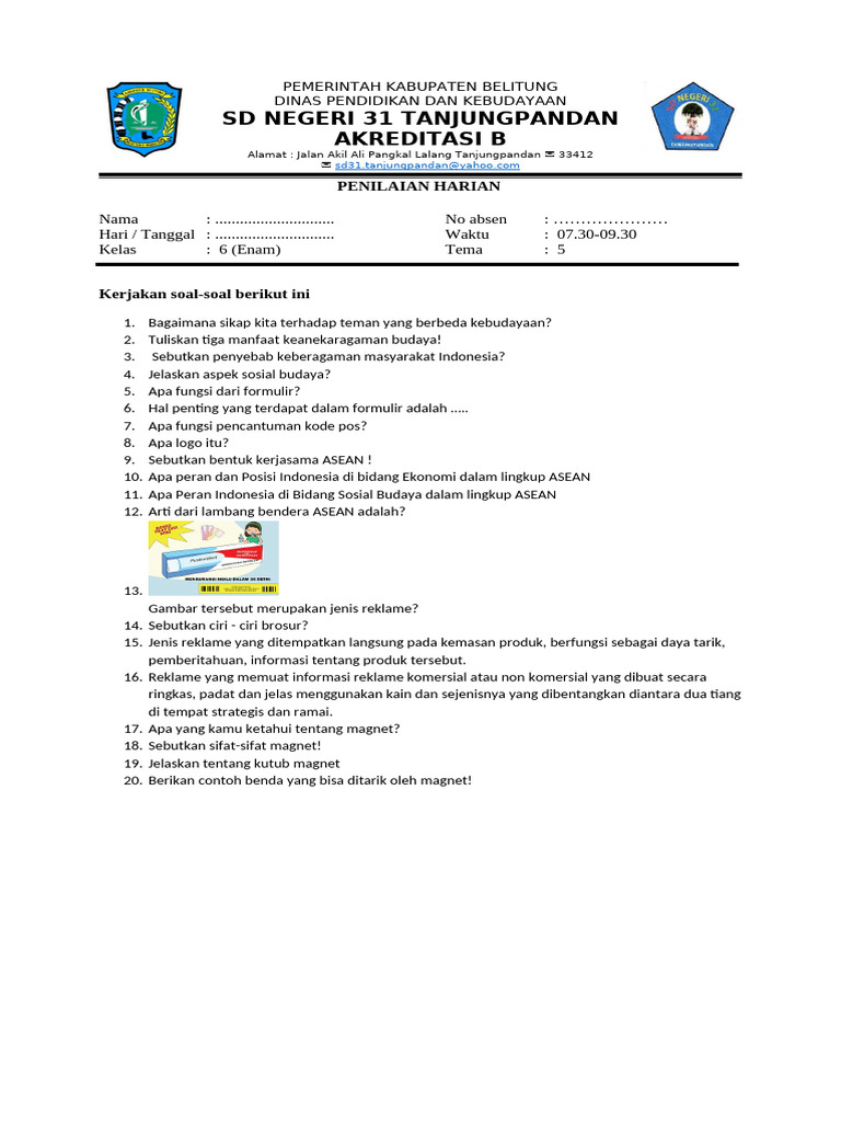 Soal PH Tema 5 | PDF