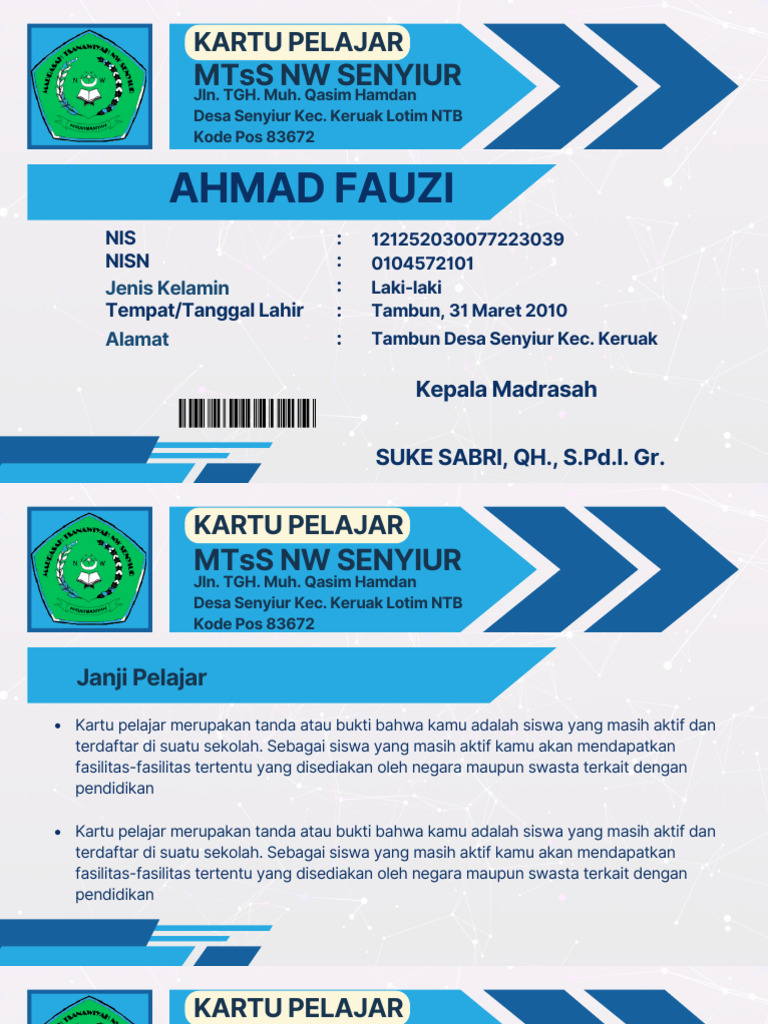 Kartu Pelajar OK MTs PIP Tahap 2 | PDF