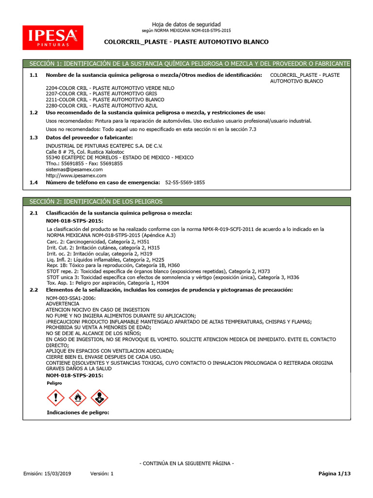 COLORCRIL PLASTE HDS | PDF
