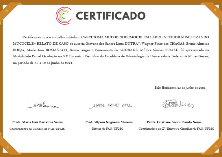 Carcinoma Mucoepidermoide em Lábio Inferior Mimetizando Mucocele ...