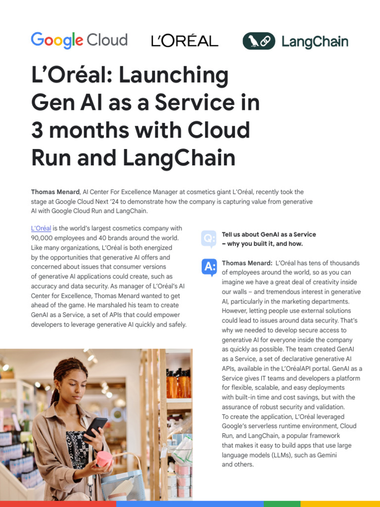 L'Oreal_ Gen AI As a Service with Cloud Run & LangChain | PDF L'Oreal_ Gen AI As a Service with Cloud Run & LangChain | PDF