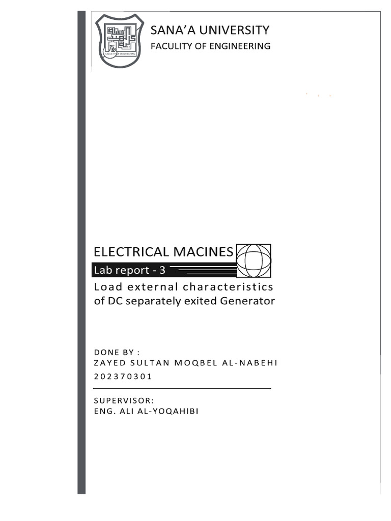Load External Characteristics of A S.E DC Generator | PDF | Electric Generator | Direct Current
