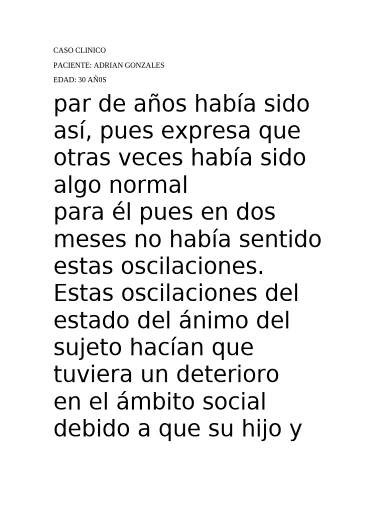 CASO CLINICO Ciclotímico | PDF