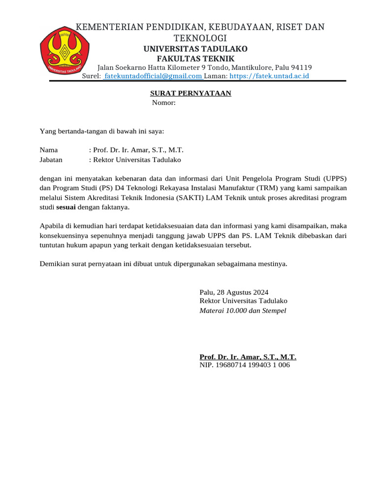 Surat Pengantar Dokumen D4 TRM | PDF