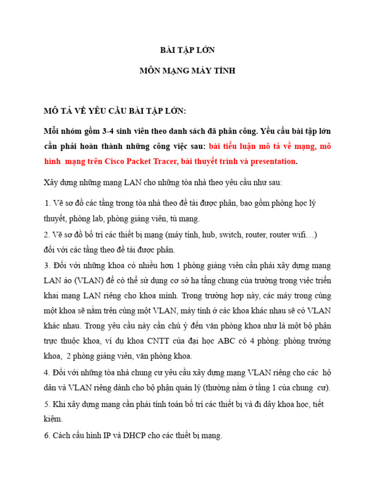 Bai Tap Lon - MMT - 12DHBM | PDF