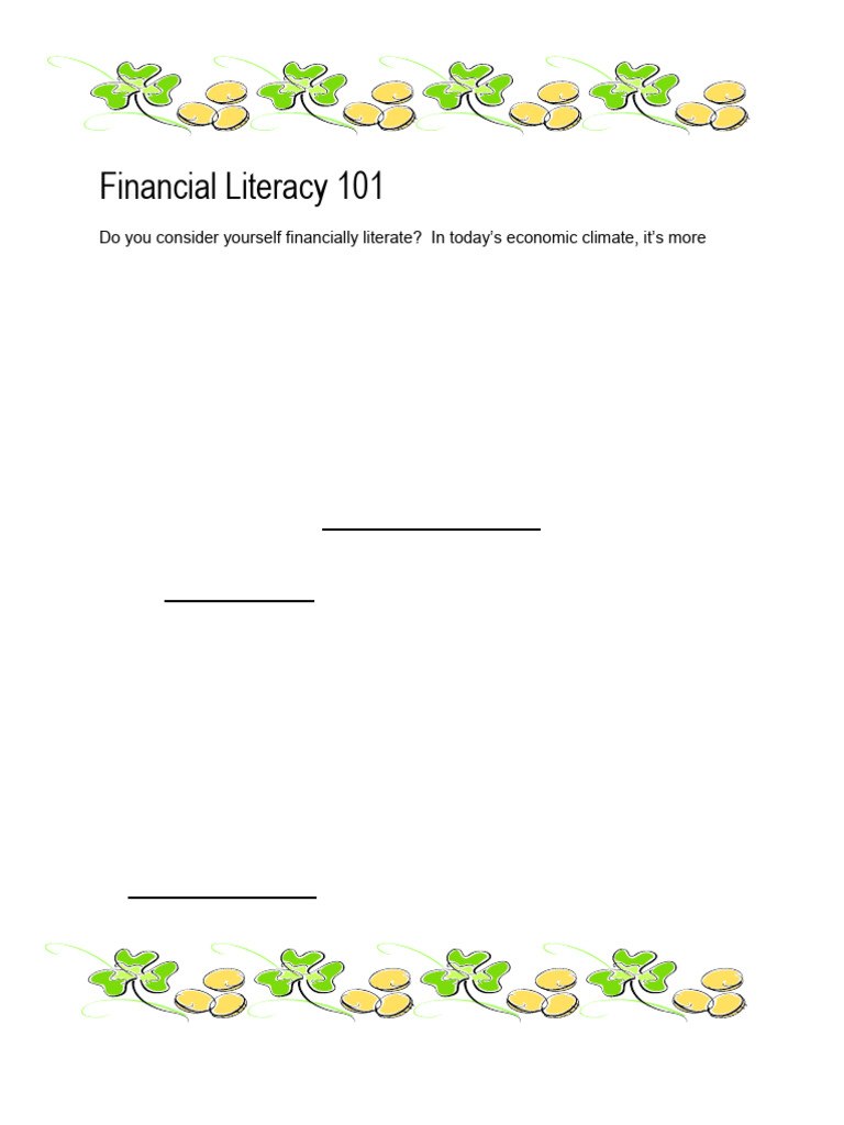 Financial Literacy 101 | PDF