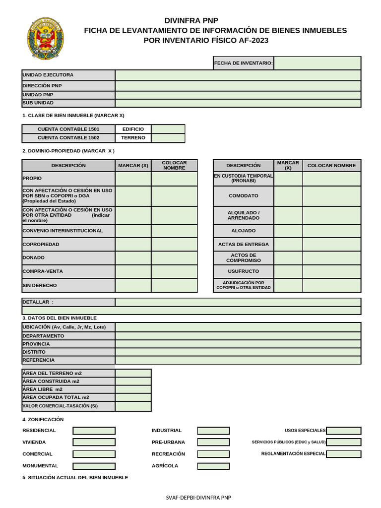 Ficha de Levantamiento Informacion Inmuebles Af-2023 | PDF