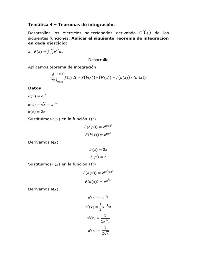 Temática 4 Teorema de Integracion | PDF