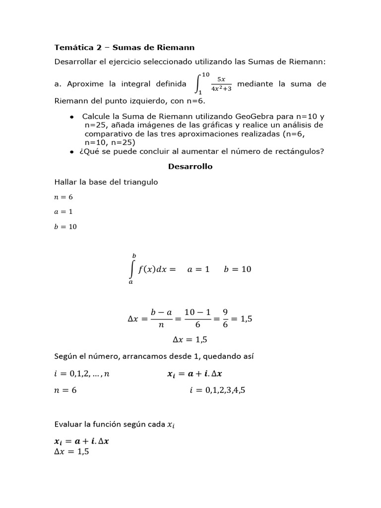 Ejercicio 2 Suma de Riemann | PDF