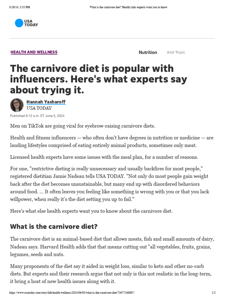 What Is The Carnivore Diet - Health Risks Experts Want You To Know ...