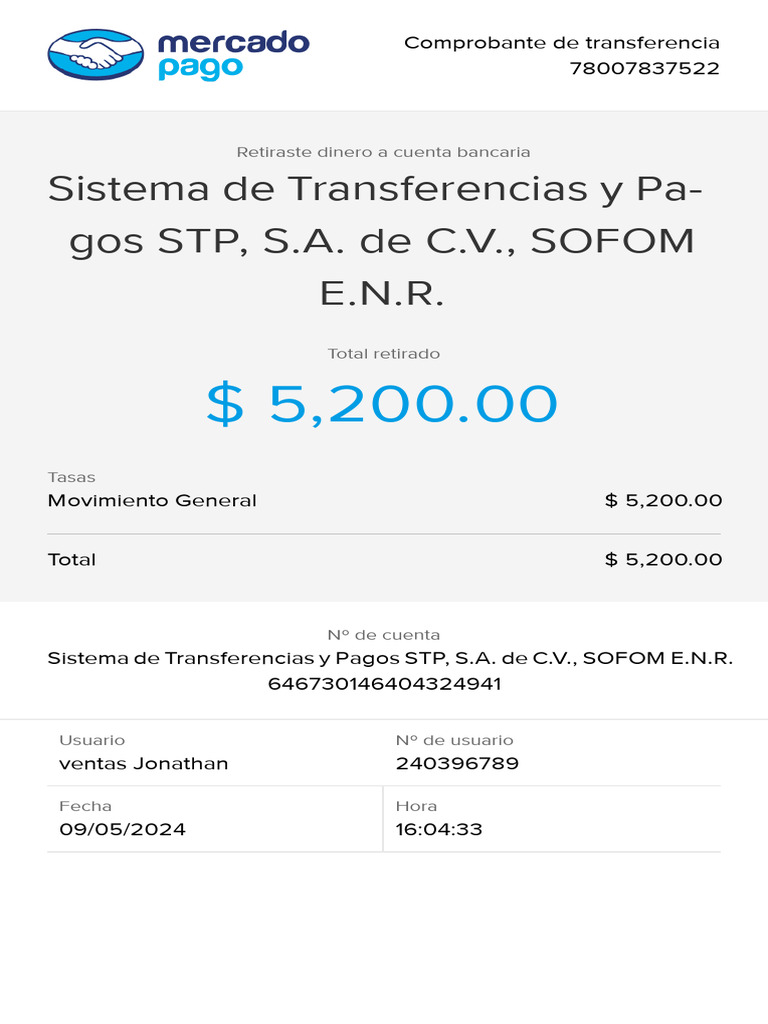 Sistema de Transferencias y Pa-Gos STP, S.A. de C.V., SOFOM E.N.R | PDF