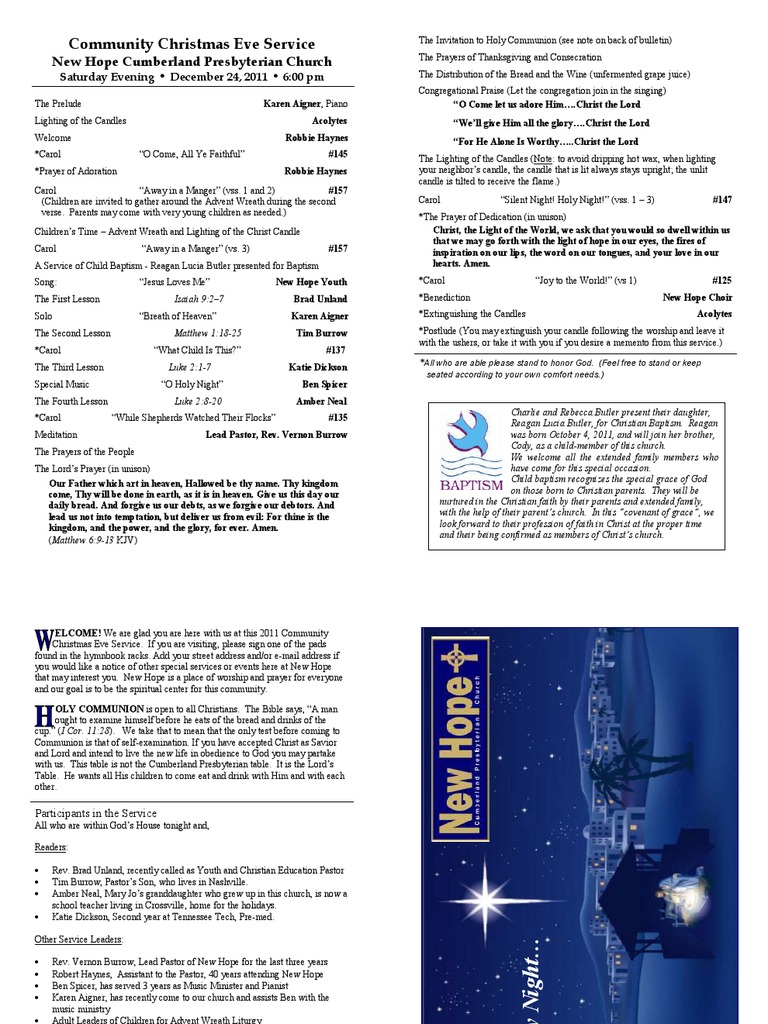 2011 Christmas Eve Program | PDF | Christmas Eve | Eucharist
