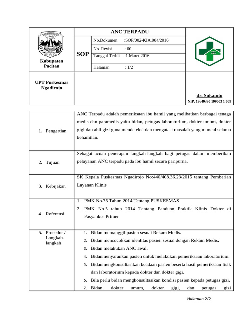 Sop Anc Terpadu | PDF