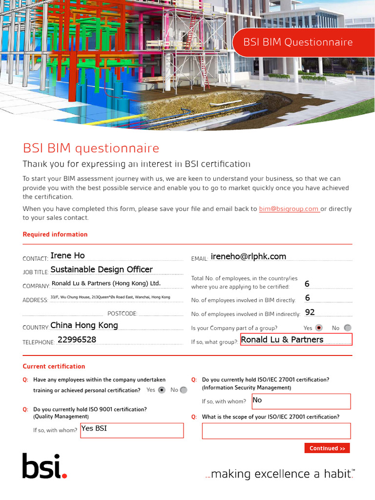BSI BIM Certification Questionnaire UK EN | PDF