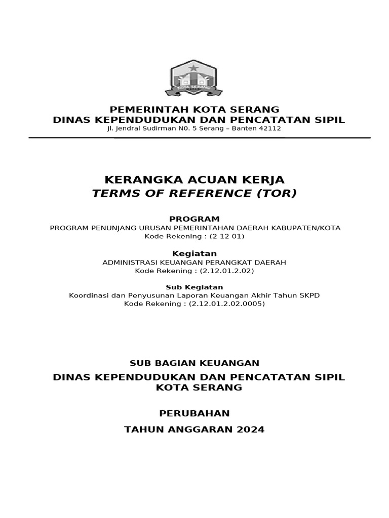 KAK Koordinasi Dan Penyusunan Laporan Keuangan Akhir Tahun | PDF