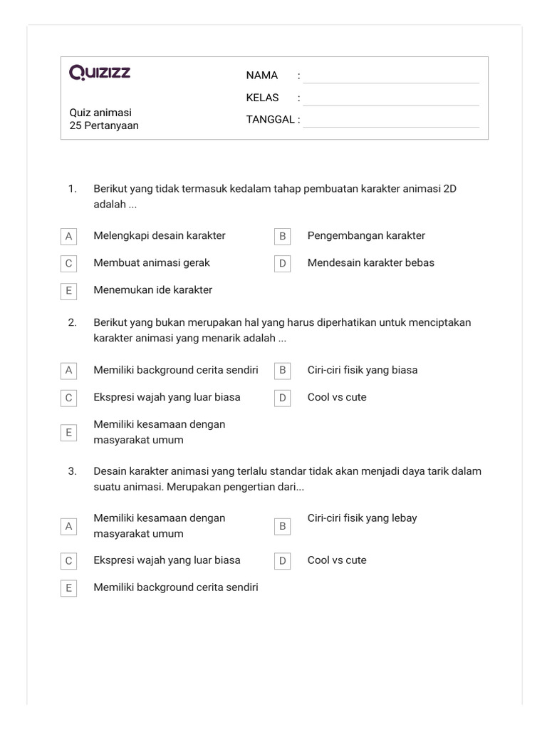 Quiz Animasi | PDF