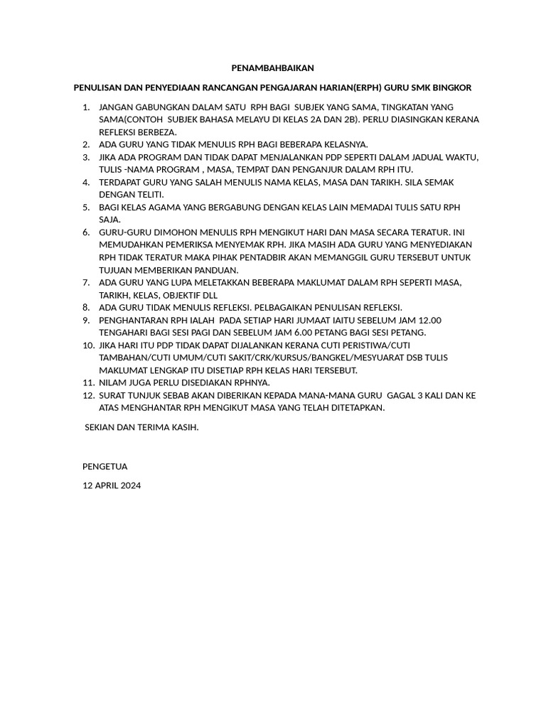 Penulisan Dan Penyediaan Erph | PDF