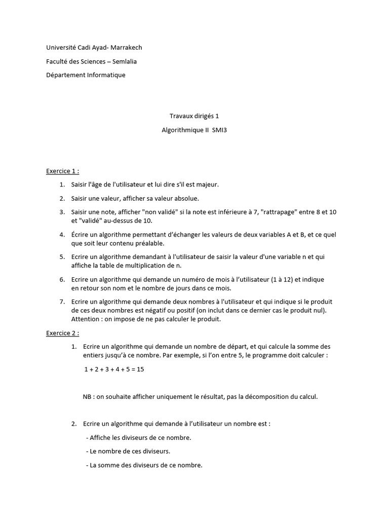 TD1 Algo - Odt | PDF