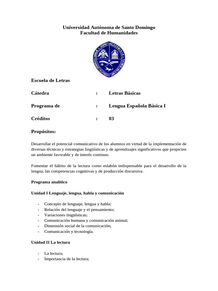 Programa de LET-011 (DMP) | PDF