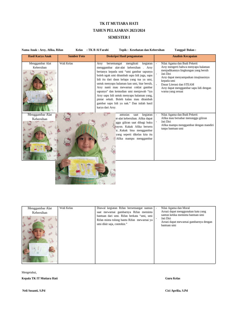 ASESMEN CICI 1 (Kesehatan & Kebersihan) | PDF